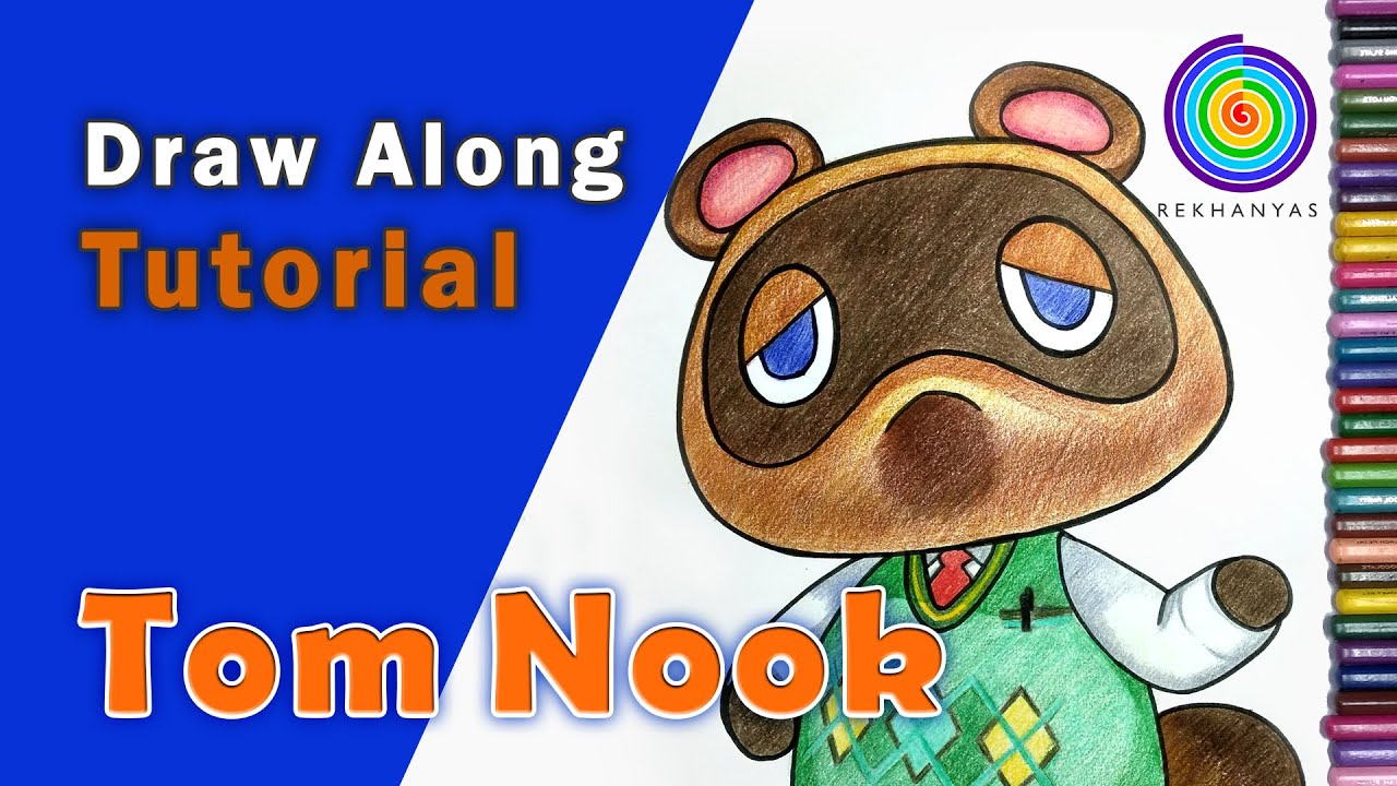 Draw Tom Nook | Drawing Cartoon Characters | Draw Along Tutorial - YouTube