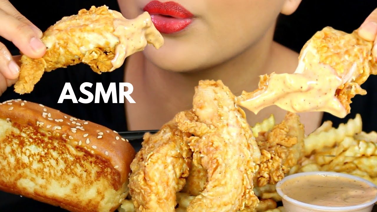 ASMR RAISING CANE'S CHICKEN FINGERS, TOAST and FRIES Eating Sound ...