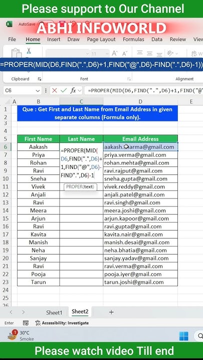 How to Extract First & Last Names in Excel Step by step tutorial #shortsfeed #shorts # ...