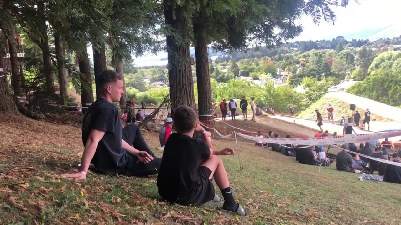 Crankworx Rotorua Slopestyle warm up, McGazza Train and Nicholi ...