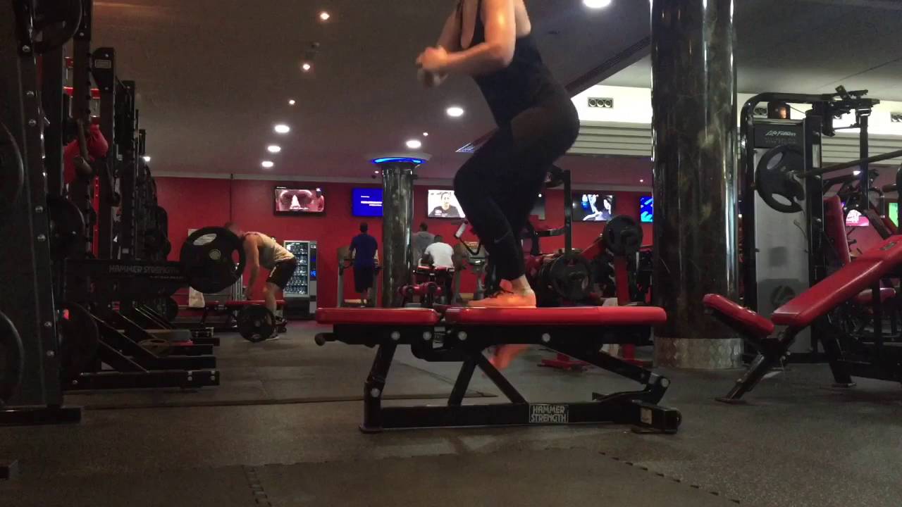 Side step-ups on bench - YouTube