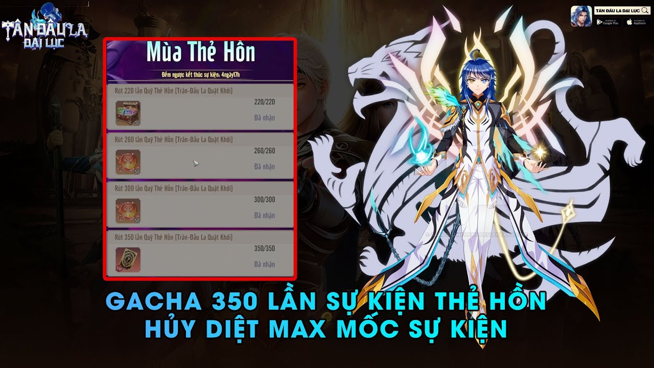 Tân Đấu La ĐL- CÙNG HẢO THỦ RUE GACHA 350 LẦN BÚ FULL MỐC THẺ HỒN CỰC ...