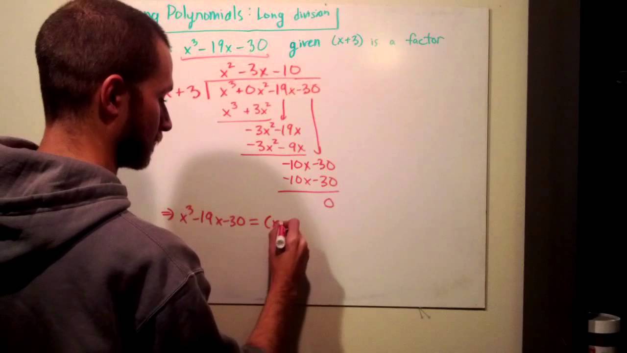 Factoring polynomials (long division) - YouTube