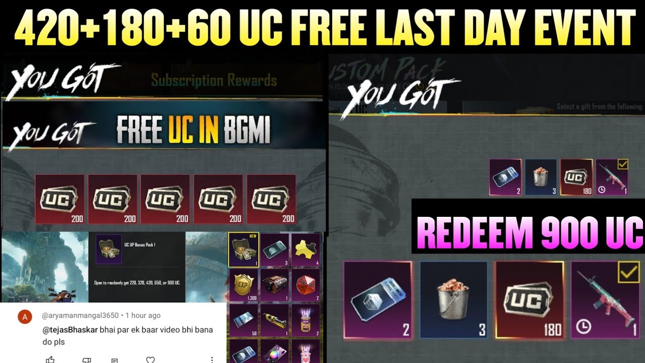 😍Bgmi Urgent Redeem UC 900+180+420 | BGMI Best UC Bonus Here | Complete ...