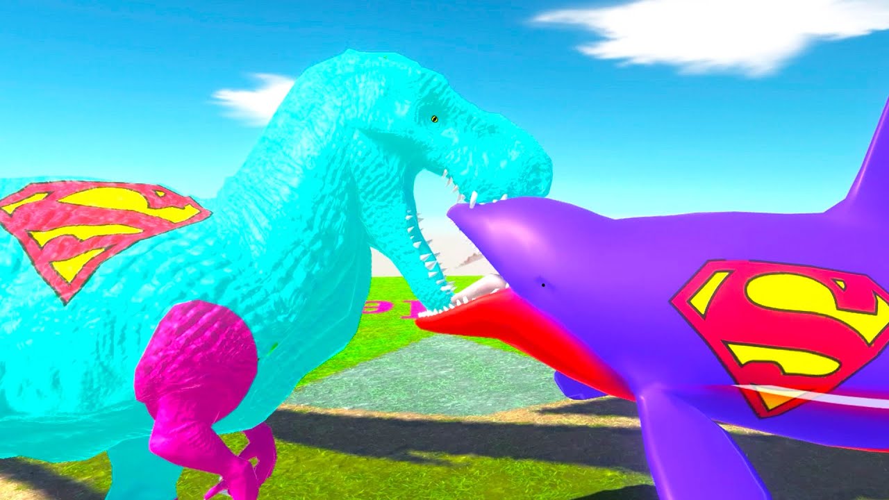 AQUA SUPERMAN T-REX vs SUPERMAN ORCA DEATH RUN - Animal Revolt Battle ...