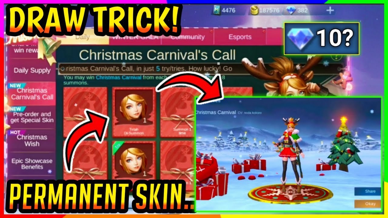 TRICK TO GET FANNY CHRISTMAS CARNIVAL SKIN | DRAW CARNIVAL'S CALL EVENT ...