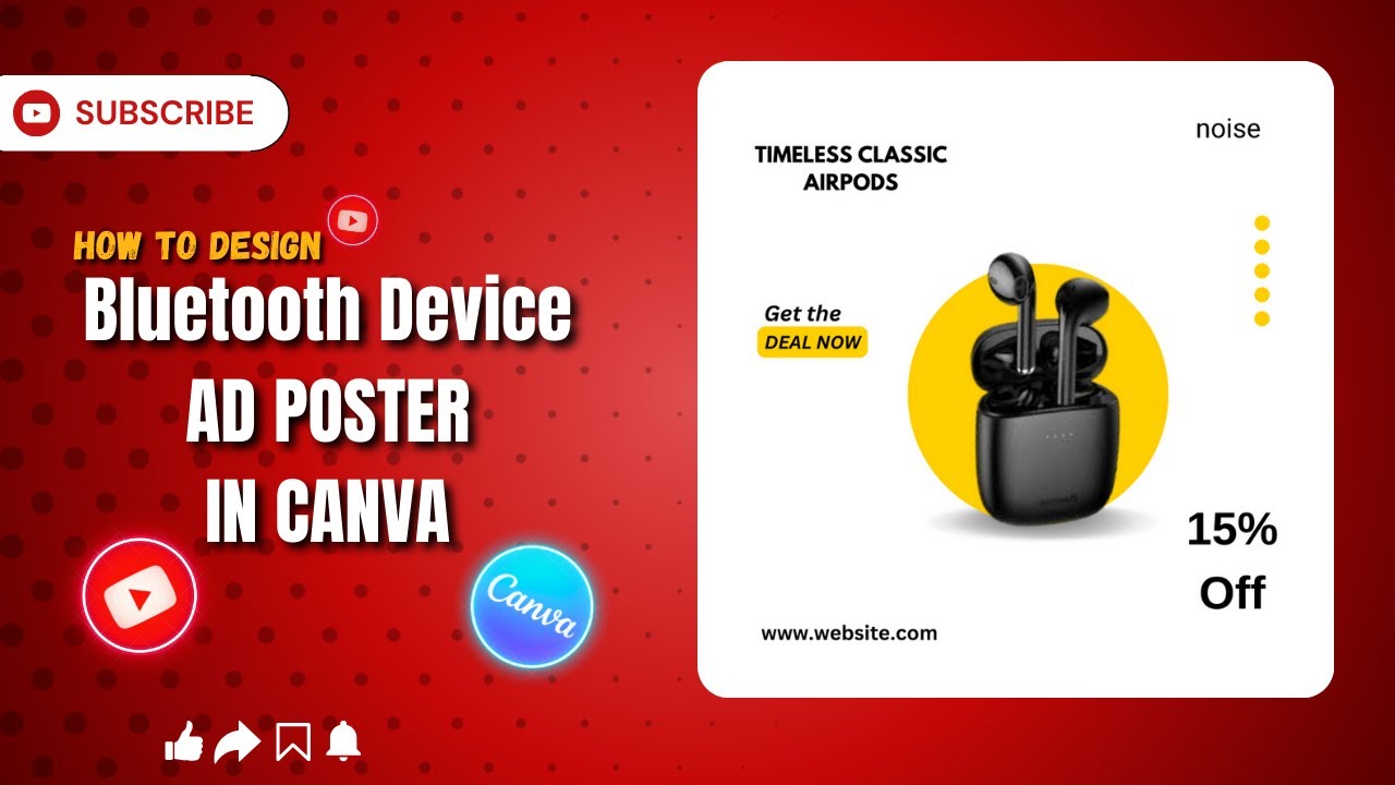 Bluetooth device poster | Device Ad poster tutorial in Canva | earbuds ...