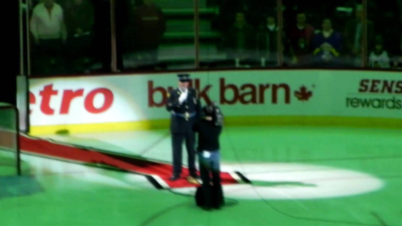 Lyndon Slewidge sings National Anthems at Ottawa Senators game. - YouTube