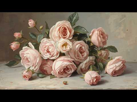 Pink Roses Painting | 1 Hour Quiet Visual for Focus, Study, Relaxation (No Music)