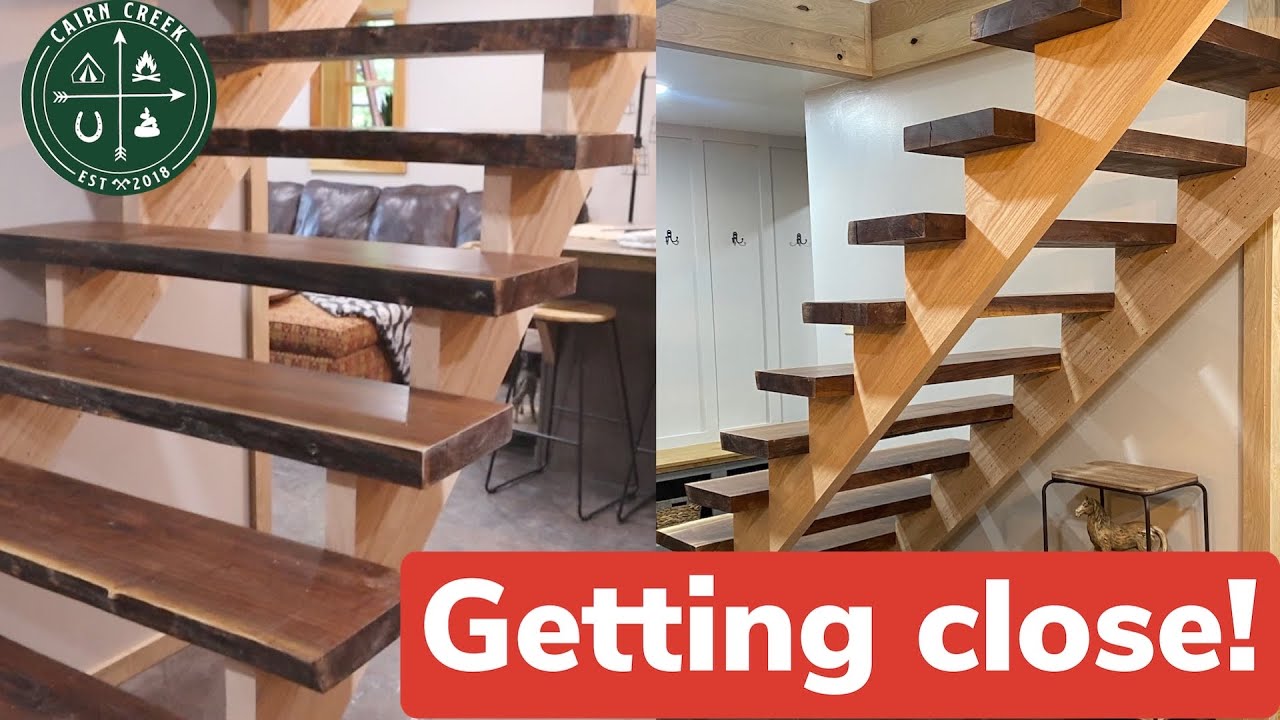 BLACK WALNUT LIVE EDGE STAIR BUILD! - YouTube