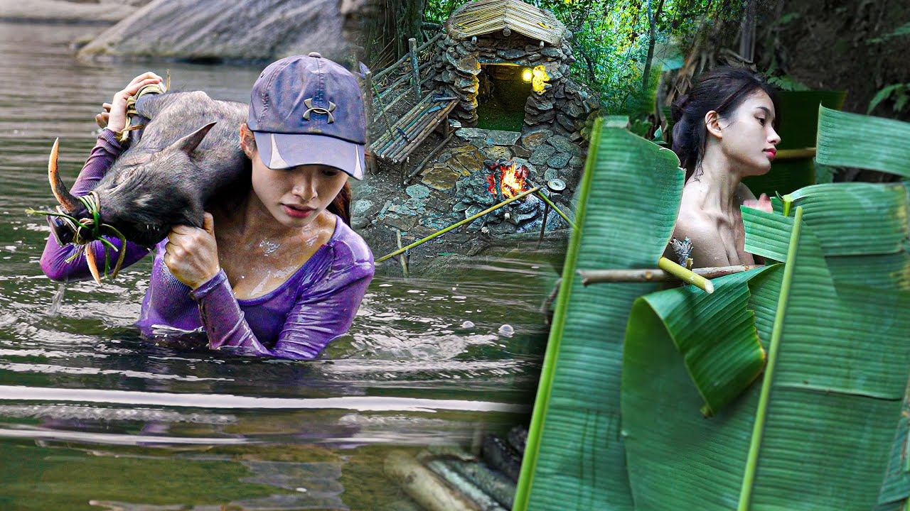 Full video: 30 days survival and bathe comfortably in the wild - Bushcraft camping | Ms yang ...