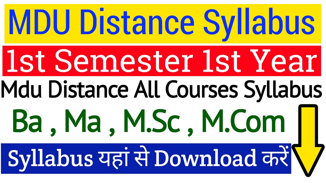 Mdu Distance All Courses 1st Semester Exam Syllabus || BA , MA , M.Sc ...