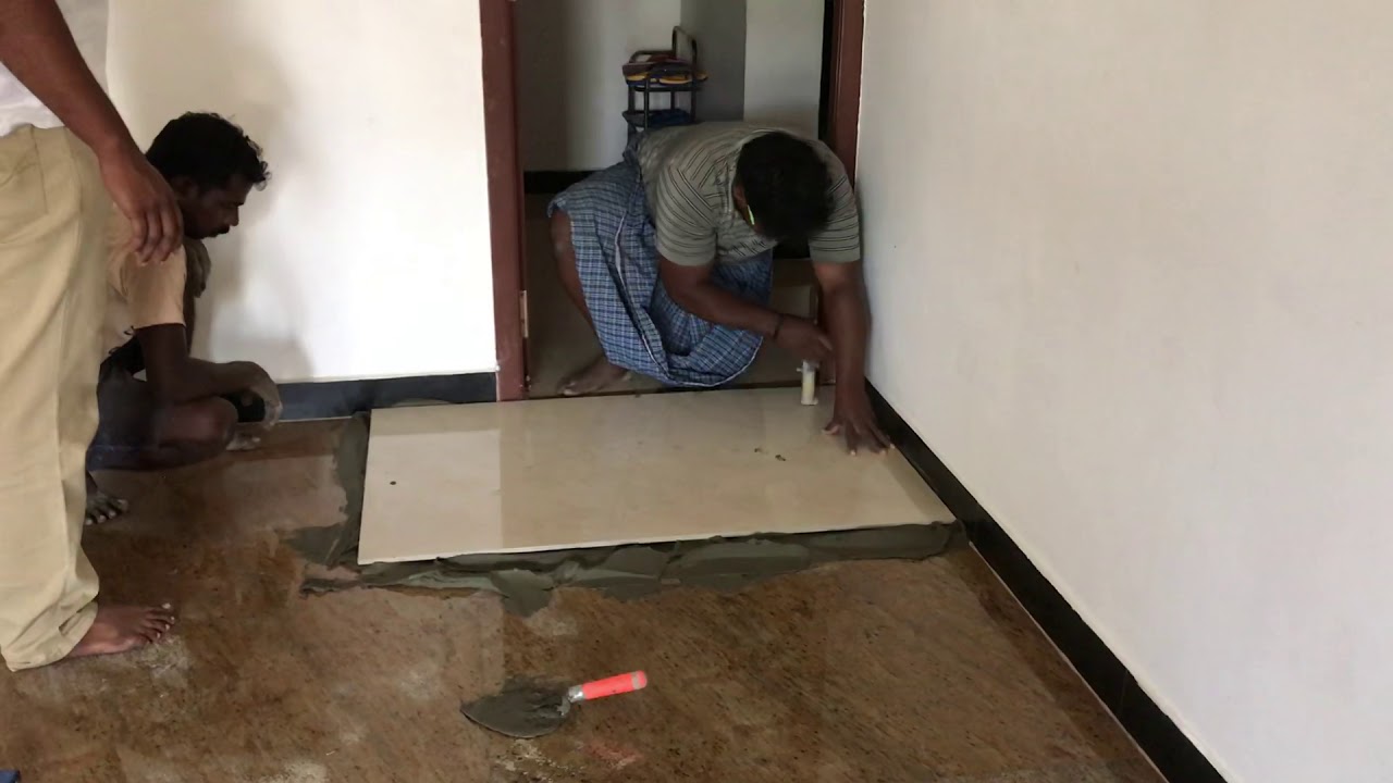 Tile fixing on Existing granite flooring - Episode 1 - YouTube
