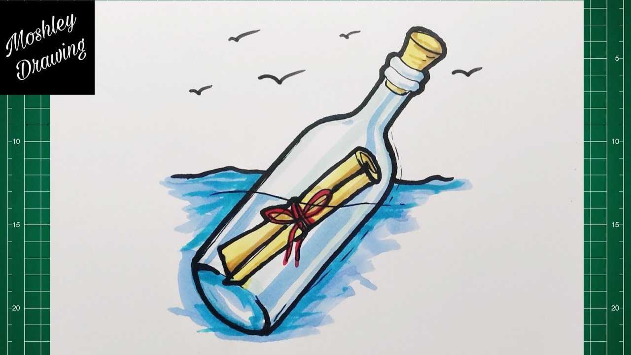 How to Draw a Message in a Bottle - YouTube