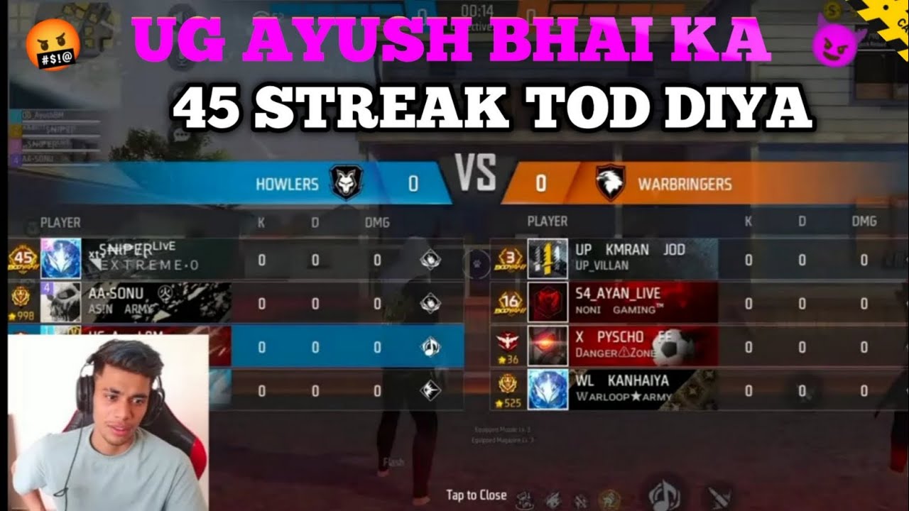 UG AYUSH BHAI KA 45 STREAK TOD DIYA 😈🤬 interesting match ...