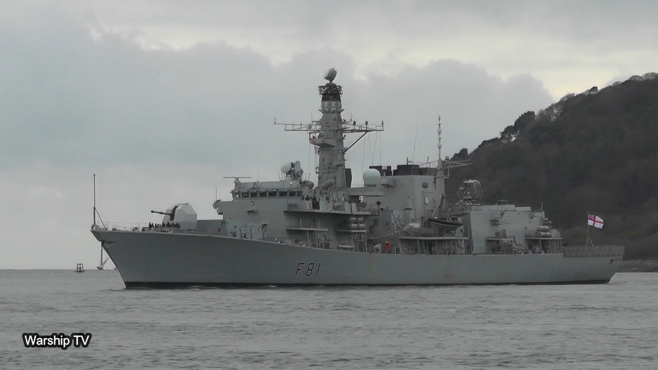 HMS SUTHERLAND F81 LEAVES DEVONPORT NAVAL BASE AT ARTILLERY TOWER ...