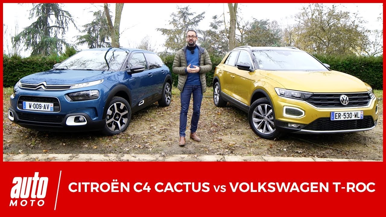 Citroën C4 Cactus vs Volkswagen T-Roc : premier duel - YouTube
