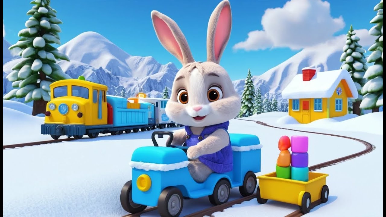 Little Bunny Works at the Snow Station 🐰 ️🏔️ | 3D Animated Nursery ...