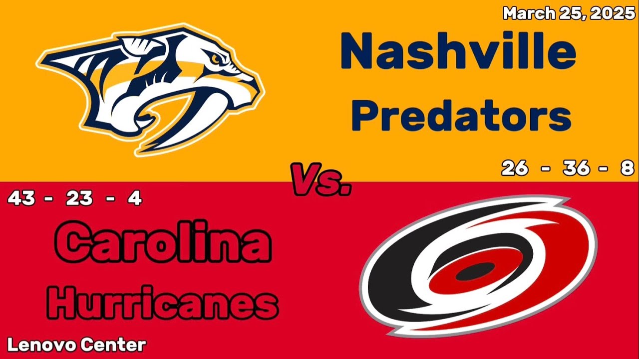 Nashville Predators vs Carolina Hurricanes | March 25, 2025 | All Goals ...