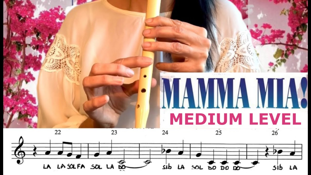 Mamma mia flauta (recorder). ABBA. Tutorial con partitura y notas escritas.(Score) - YouTube