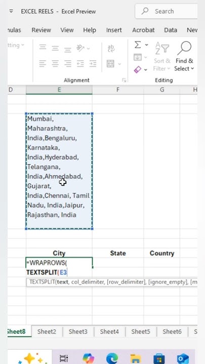 Split City, State & Country in Excel | TEXTSPLIT + WRAPROWS Magic #excel #excelshorts - YouTube