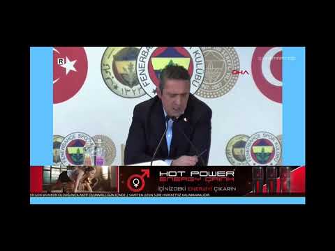 Fenerbahçe spor kulübü başkanı Ali Koç bey açıklama yaparken Hot power Energy Drink reklamı