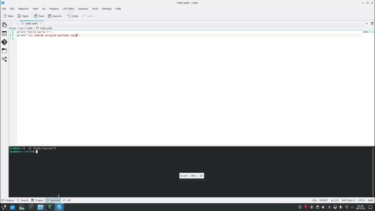 MEMBUAT PROGRAM "HELLO WORLD" DALAM BAHASA PEMROGRAMAN SWIFT - YouTube