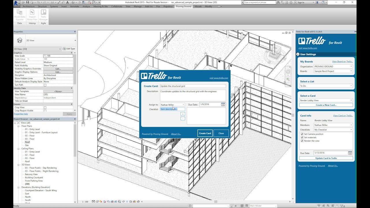 Trello for Revit Add-in Demo - YouTube