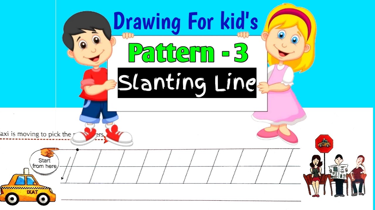 Drawing slanting line l strokee & Curves to kids l Learn to write ...