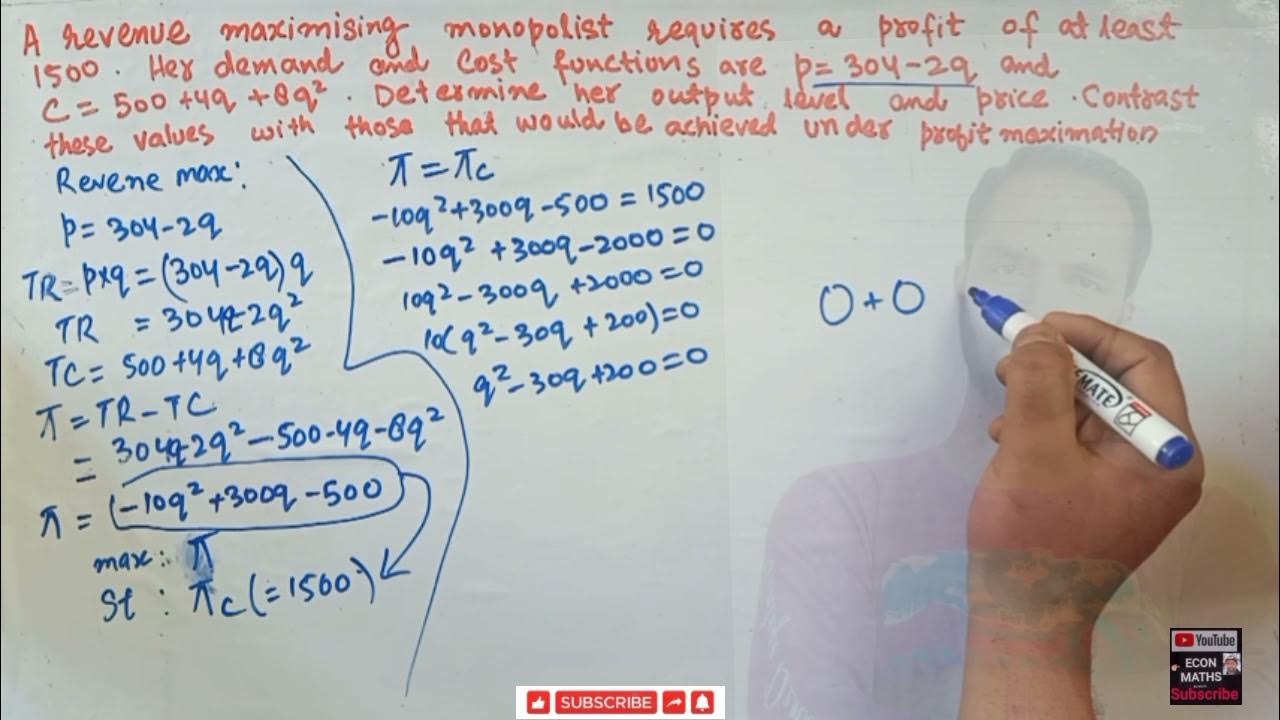 revenue maximization and profit maximization for a monopolist given ...