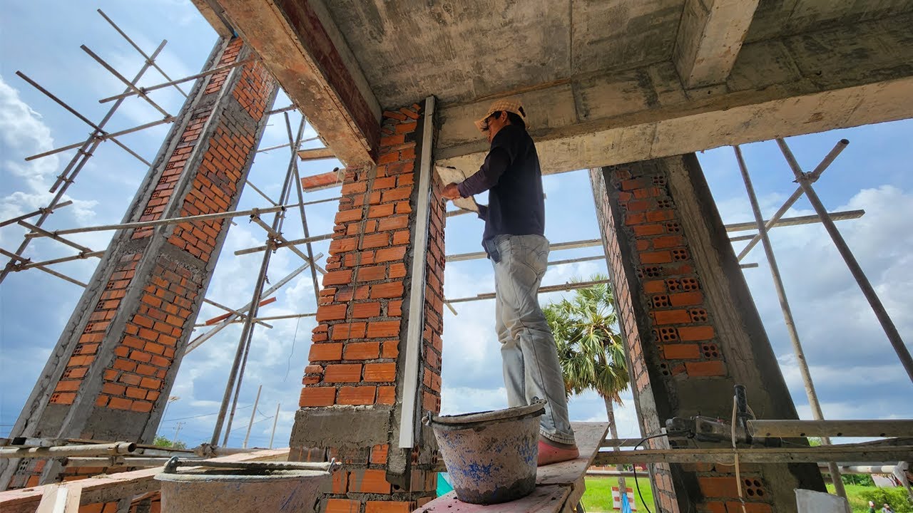 How to Create Perfect House Pillar Frames with Sand & Cement - YouTube