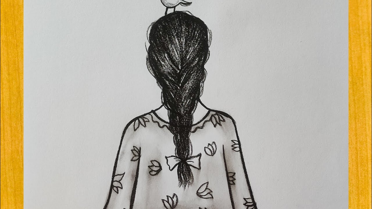 Easy girl back side drawing 🪄 || how to draw a girl back side drawing ☺ ...