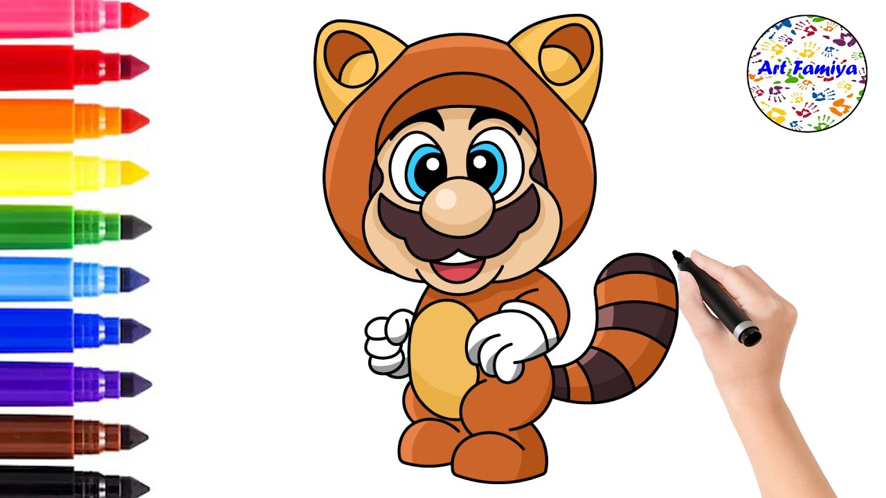 How To Draw Tanooki Mario | Drawing Easy Step by Step | Super Mario ...