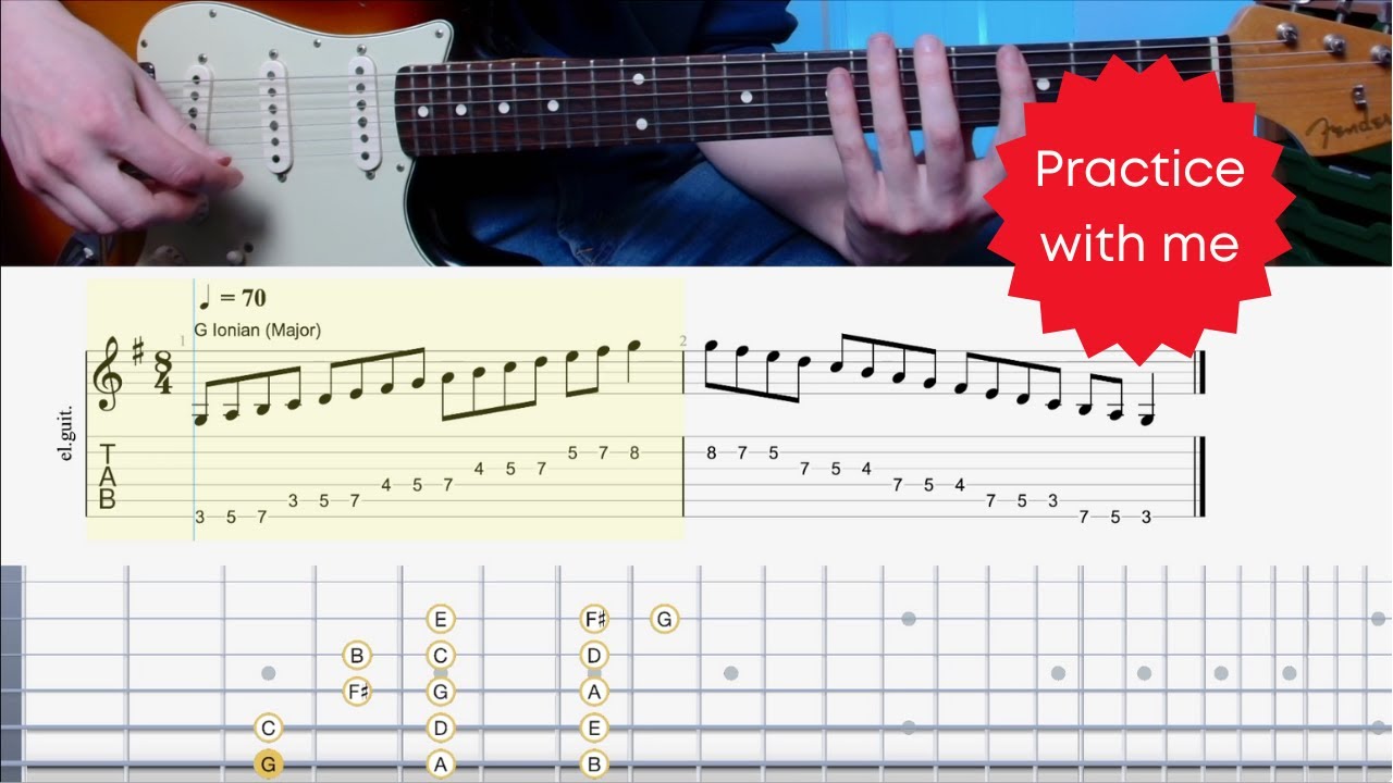 Beginner Major Scale (Three Note Per String) LIVE PRACTICE LESSON - YouTube