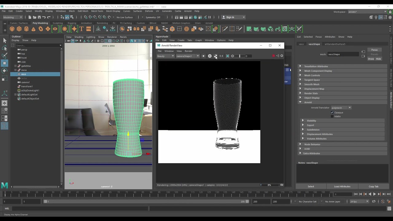 Glass alpha channel maya 2018 y Arnold renderer - YouTube