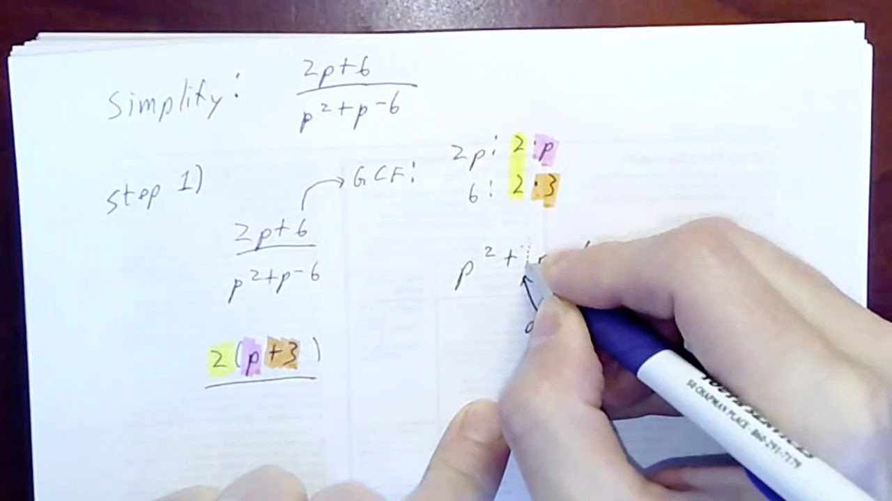 Simplify Rational Functions With a Quadratic Denominator - YouTube