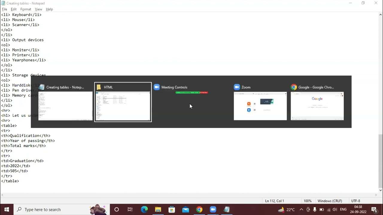 HTML episode 6 creating tables in telugu! - YouTube