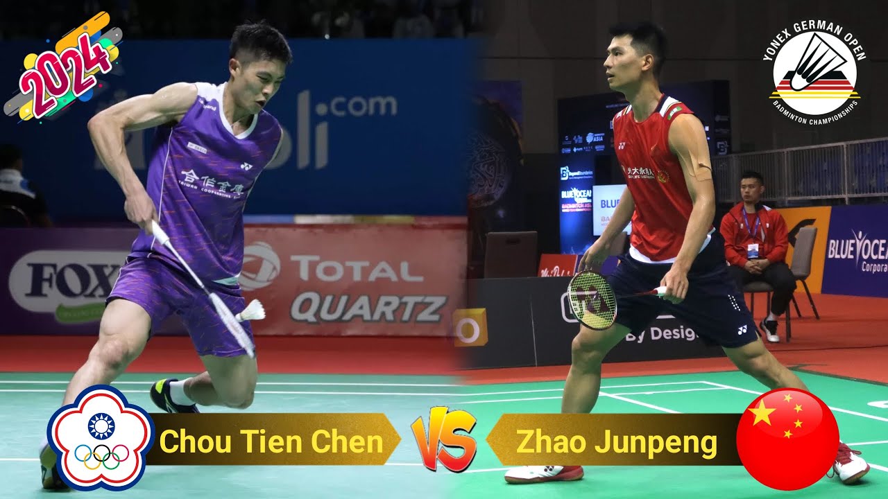 Chou Tien Chen vs Zhao Junpeng I German open 2024 badminton II Round of 16 - YouTube