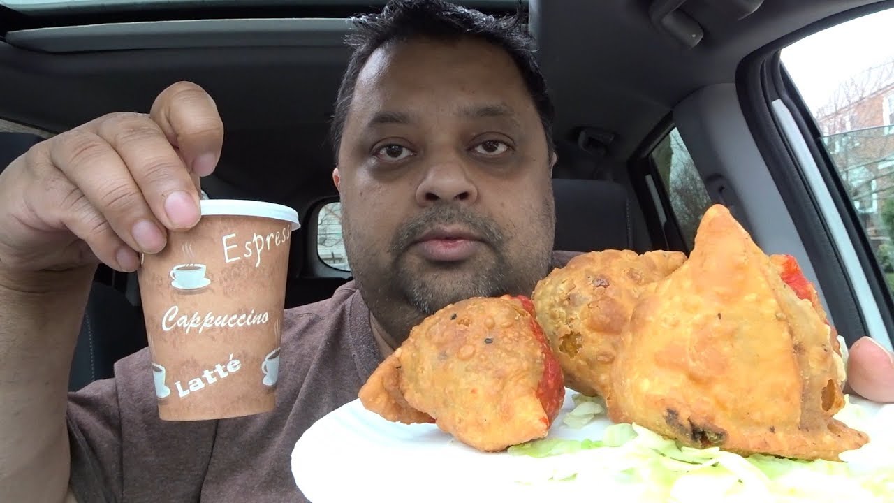 Eating Indian Food | Samosas And Drinking Masala Tea - YouTube