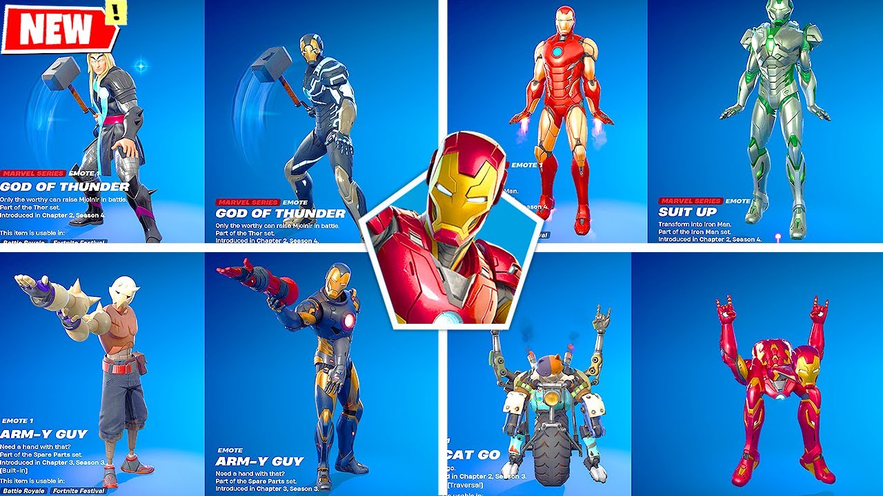 New IRON MAN (Fortnite Item Shop Today) doing Glitched Built-In Emotes ...