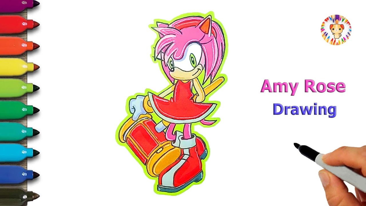 How to draw Amy Rose 🧡 Amy Rose drawing easy step by step | Sonic the ...