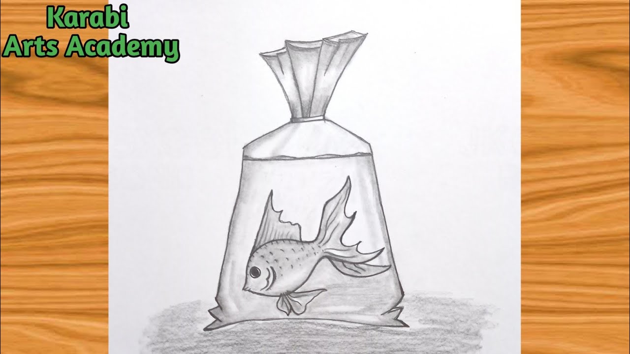 Daily Challenge #3|How to draw fish in polythene| simple drawing| [2022 ...