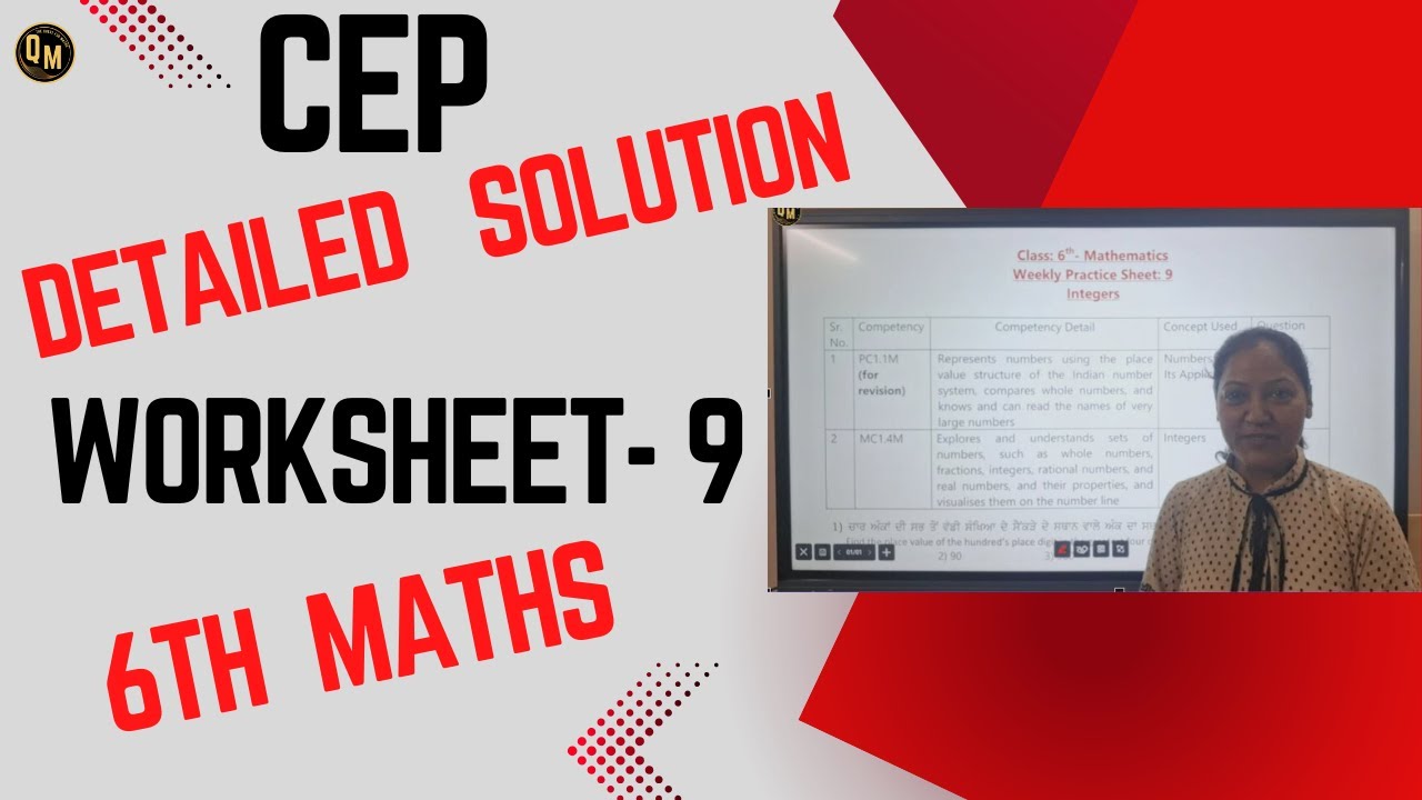 Class 6th Math |9th Worksheet Solution CEP | 2024 Competency ...