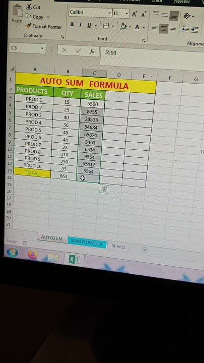 Auto SUM Formula in Excel 💯||PR COMPUTER SKILLS 💻 - YouTube