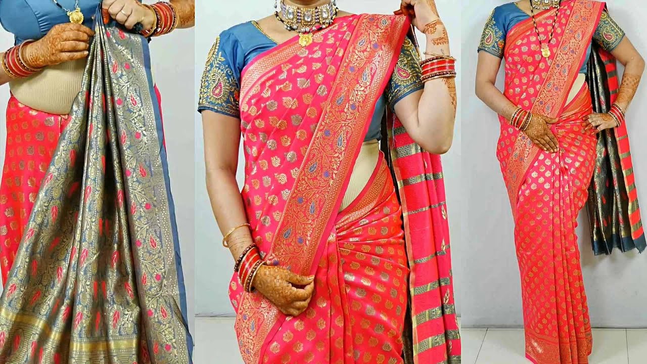 Heavy Border Silk Saree Draping Tricks & Tips | Saree Draping With ...