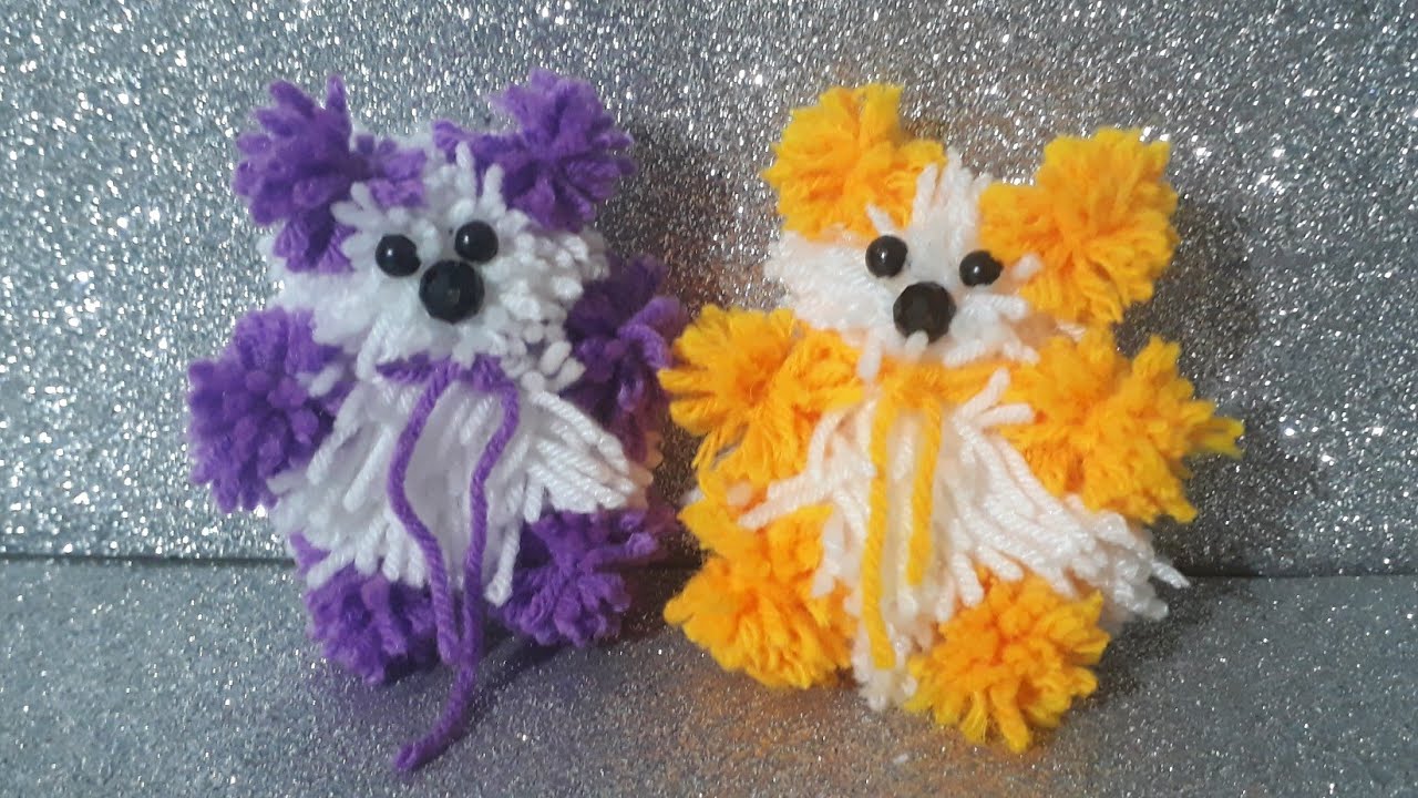 Woolen pompom teddy||How to make woolen teddy bear|| - YouTube