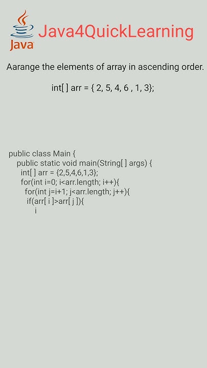 Arrange The Elements Of Array In Ascending Order In Java Interview