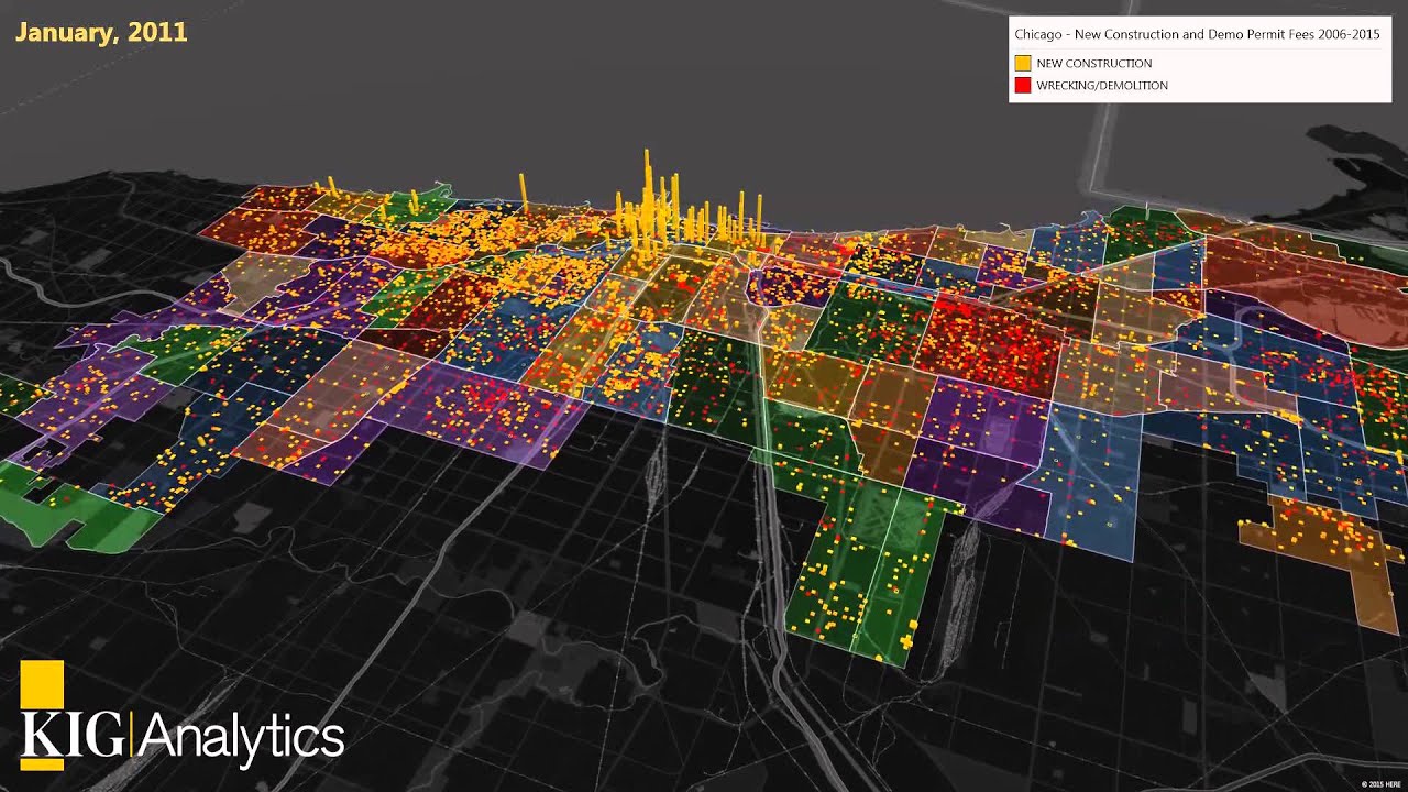 KIG Analytics - Chicago New Construction & Demo Permits Heat Map - YouTube