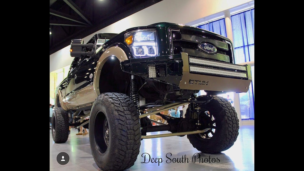 SEMA TRUCK16” lift f250 2” wheel spacers installed - YouTube