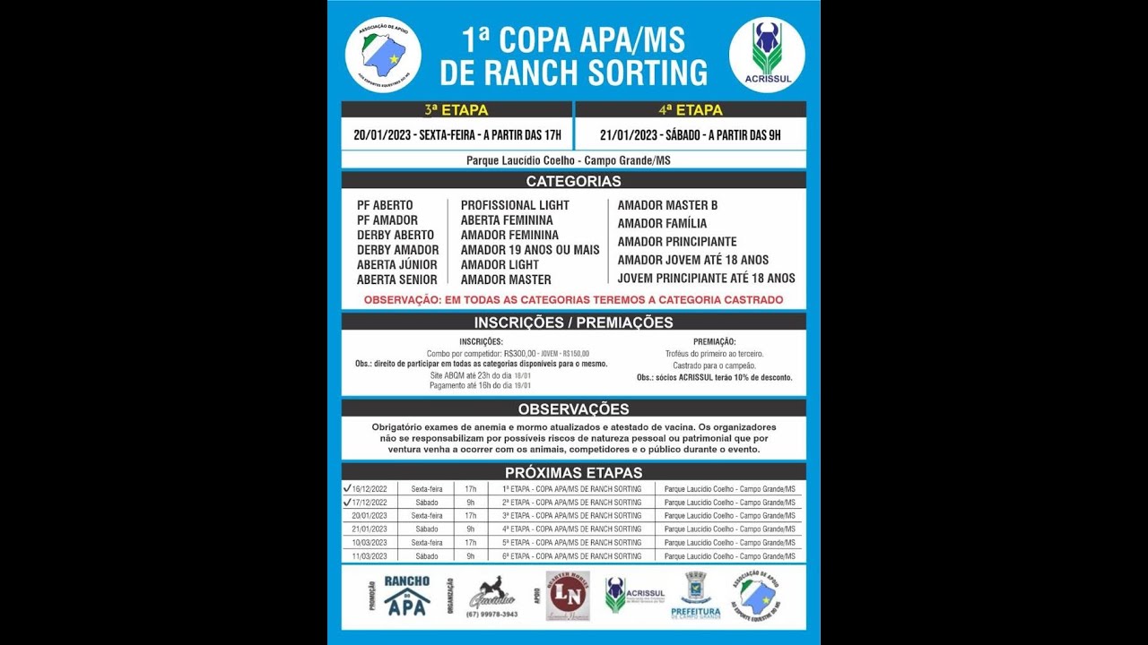 3ª Etapa da I Copa APA/MS de Ranch Sorting - YouTube
